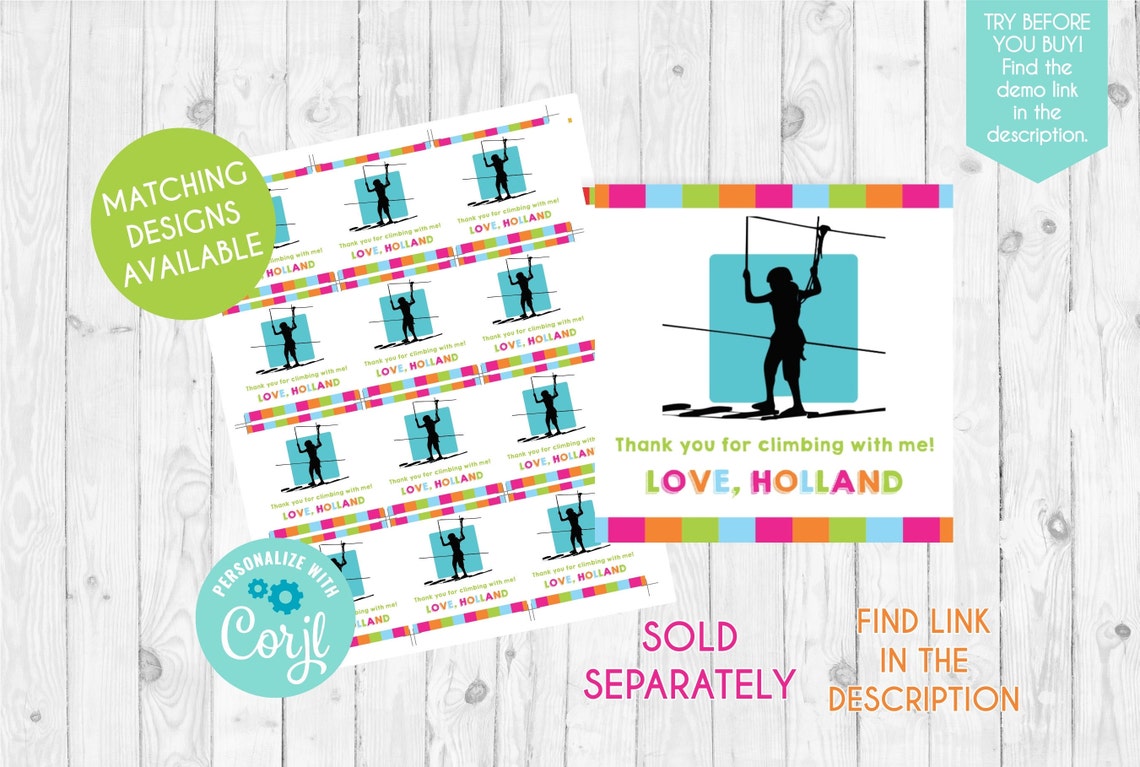 Zipline Cupcake Toppers Printable Girl Zipline Toppers Obstacle Course ...