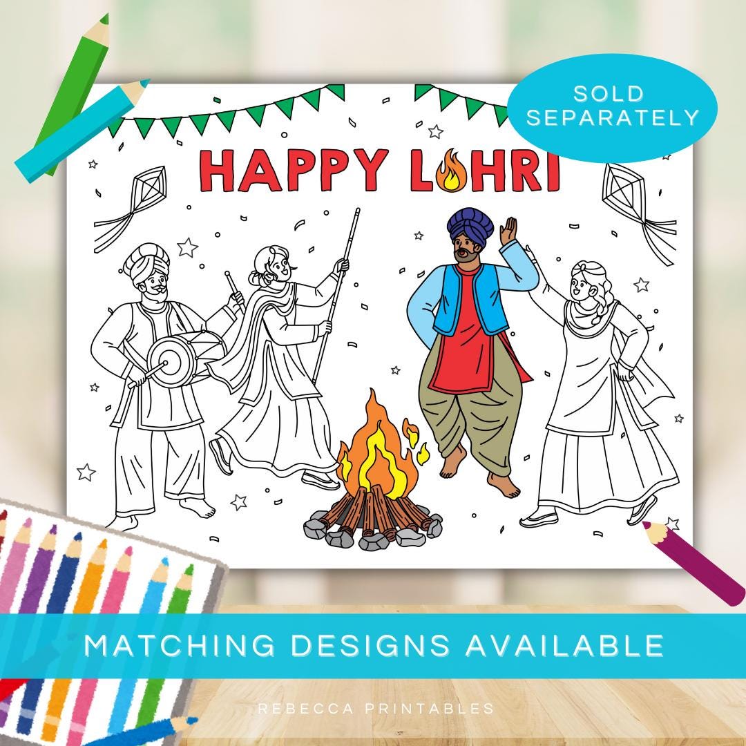 Lohri Activity and Coloring Page for Children Lohri Celebration for ...