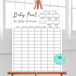 Baby Pool Game Baby Shower Printable Baby Predictions Game Editable ...