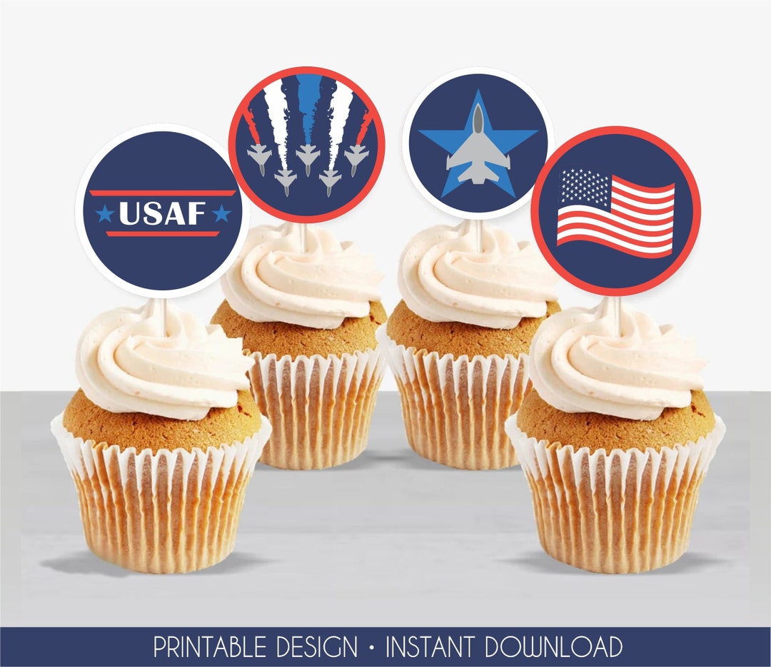 Air Force Cupcake Toppers Printable Air Force Decor Air Force ...