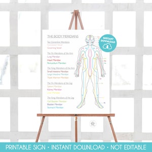 The Body Meridians Printable Poster Acupuncture Chart the 12 Meridians ...