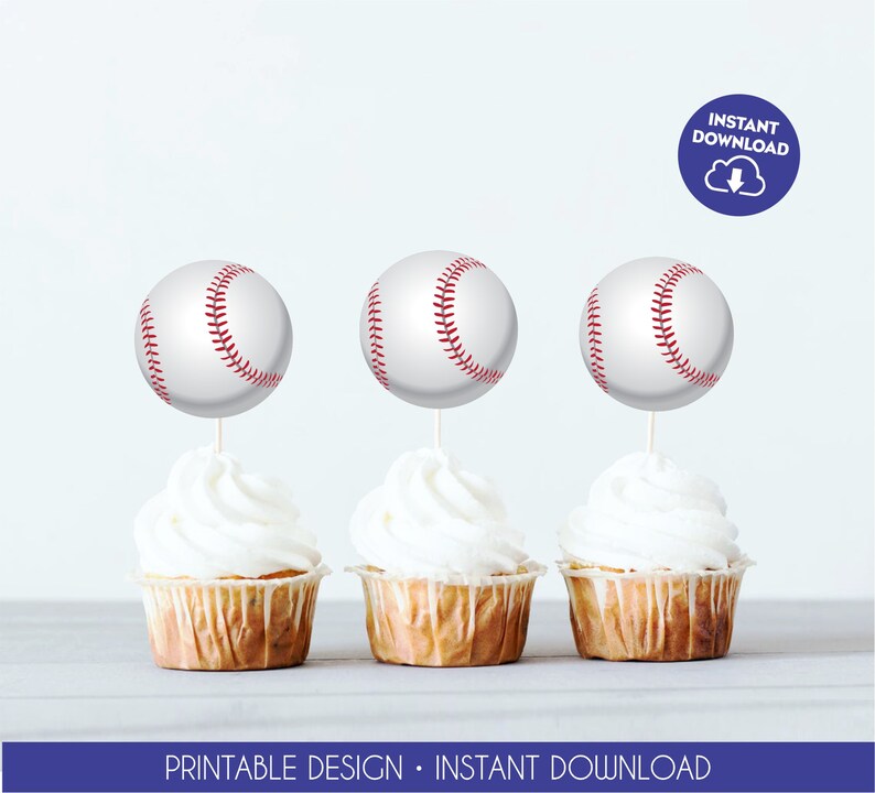 Baseball Cupcake Toppers Printable Baseball Toppers Printable Birthday ...