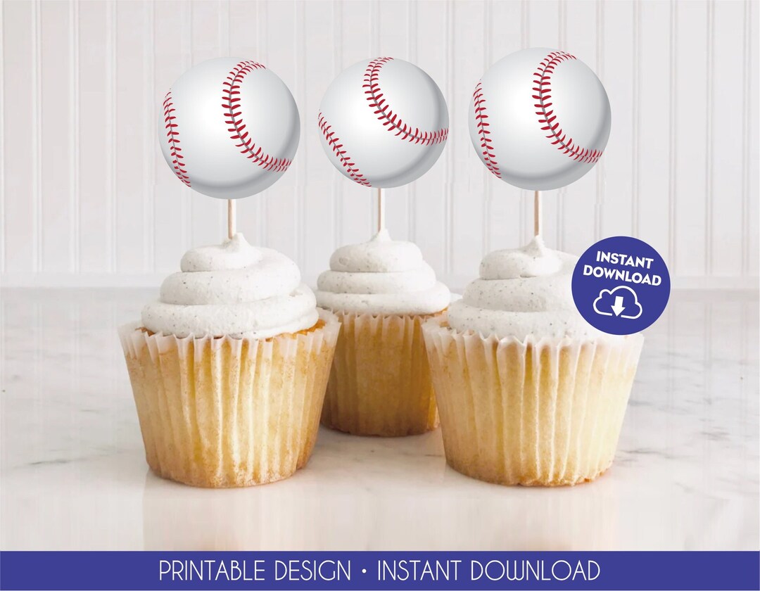 Baseball Cupcake Toppers Printable Baseball Toppers Printable Birthday ...