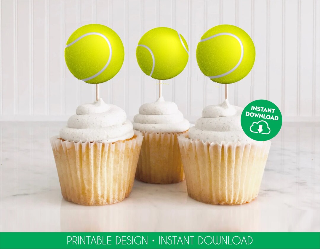 Tennis Cupcake Toppers Printable Tennis Party Decortennis Tournament ...