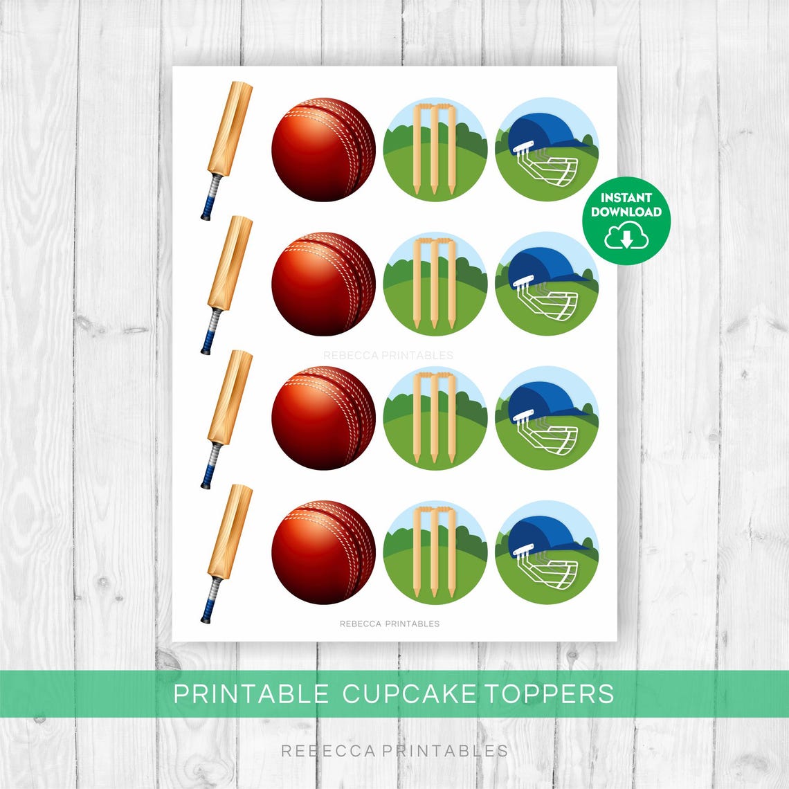 Cricket Cupcake Toppers Cricket Party Printable Cricket Tournament ...