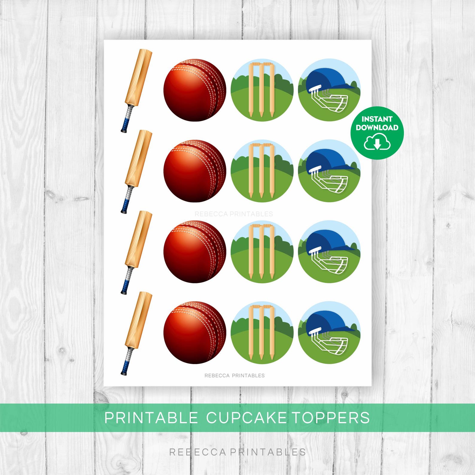 Cricket Cupcake Toppers Cricket Party Printable Cricket Tournament ...