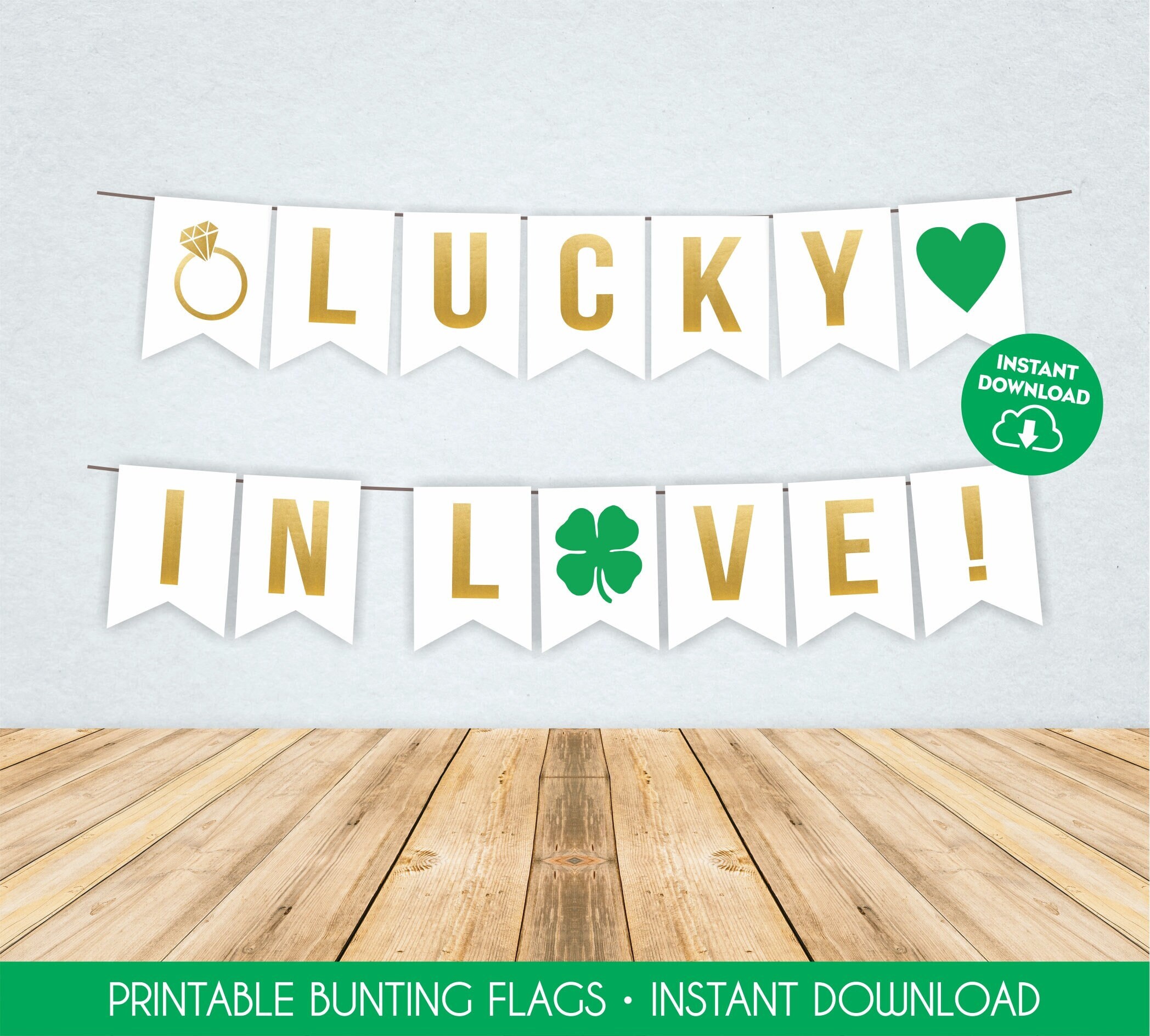 St Patricks Bunting Flags Printable Lucky in Love Banner Download St ...