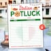 Italian Potluck Sign-up Sheet Italian Food Party Printable Office ...