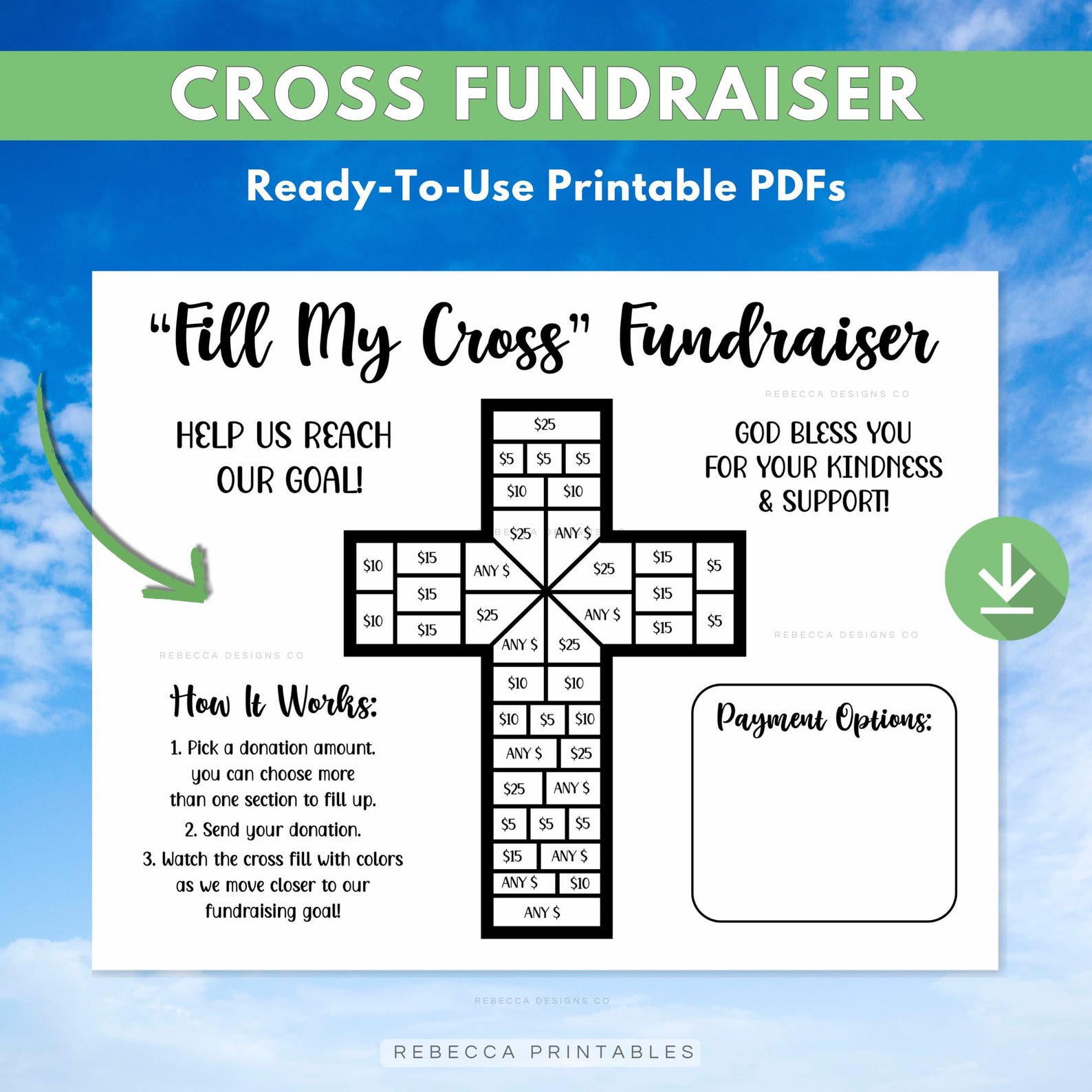 Fill My Cross Church Fundraiser Form for Church Camp Sunday School ...
