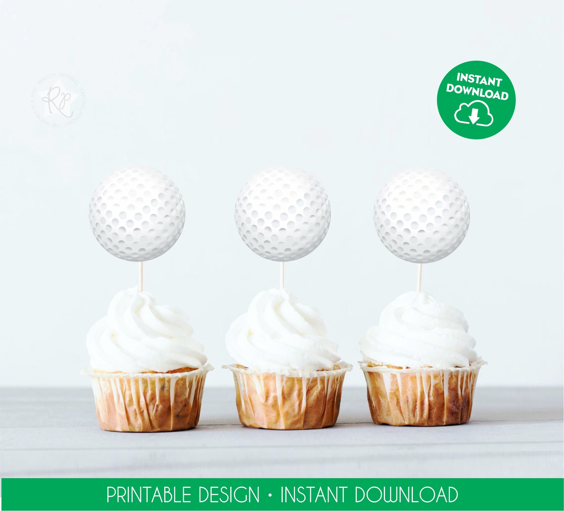 Golf Cupcake Toppers Printable Golf Stickers Golf Birthday Golf Ball ...