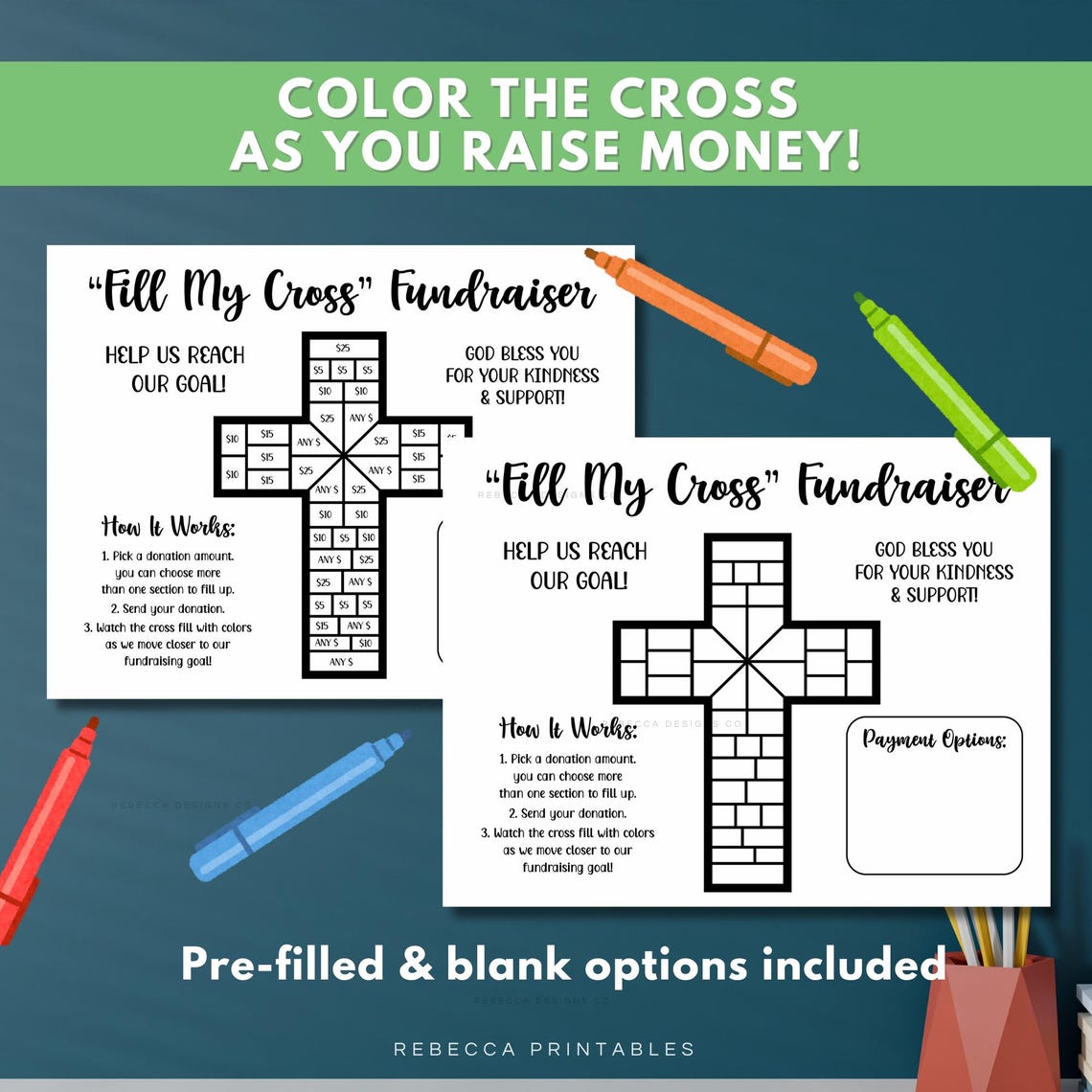 Fill My Cross Church Fundraiser Form for Church Camp Sunday School ...