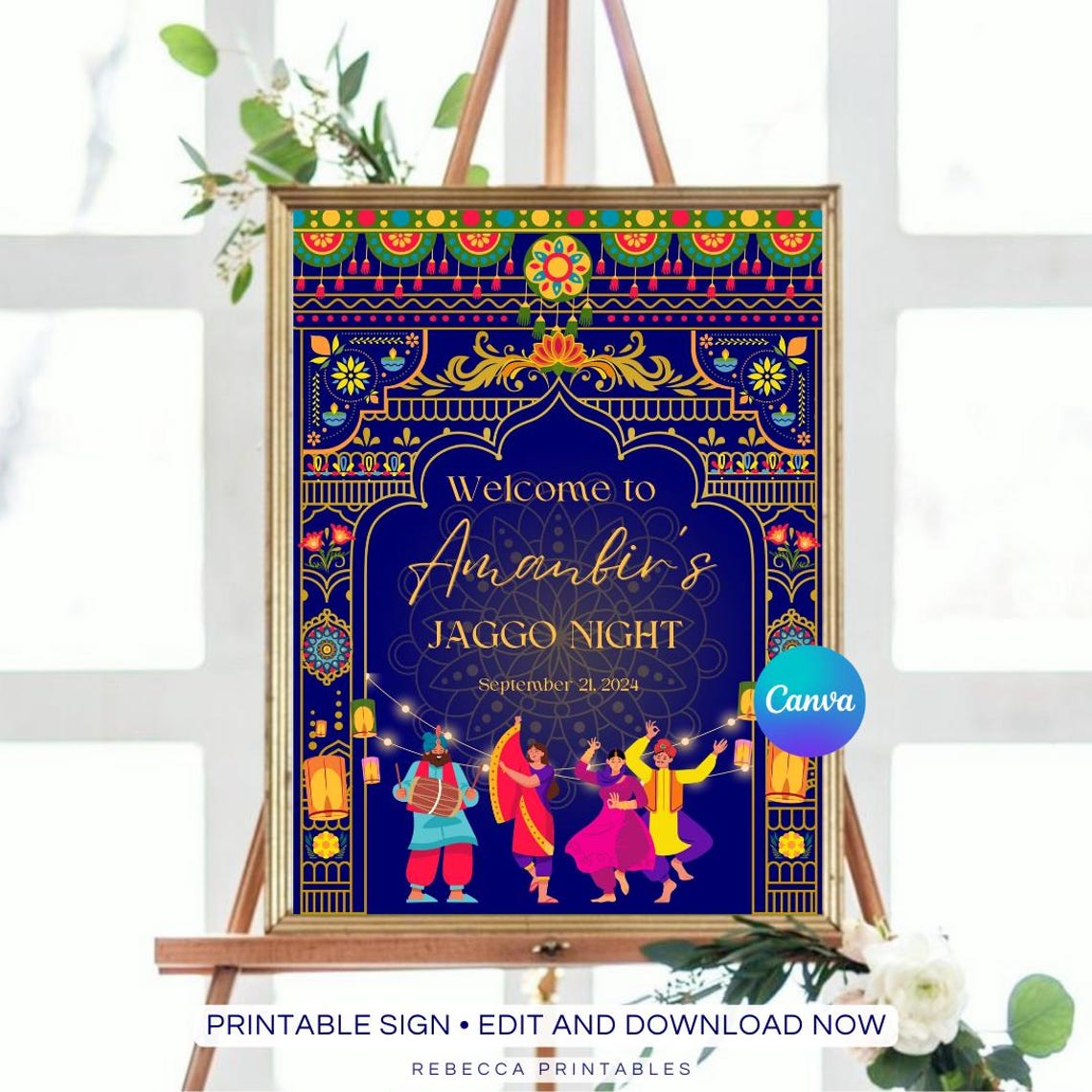 Jaggo Night Welcome Sign Printable Punjabi Wedding Welcome Sign Indian ...