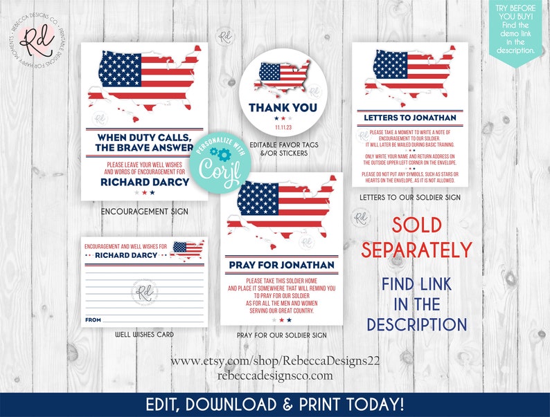 Wishes for Our Soldier Military Party Card Printable Deployment Party ...