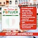 Italian Potluck Sign-up Sheet Italian Food Party Printable Office ...