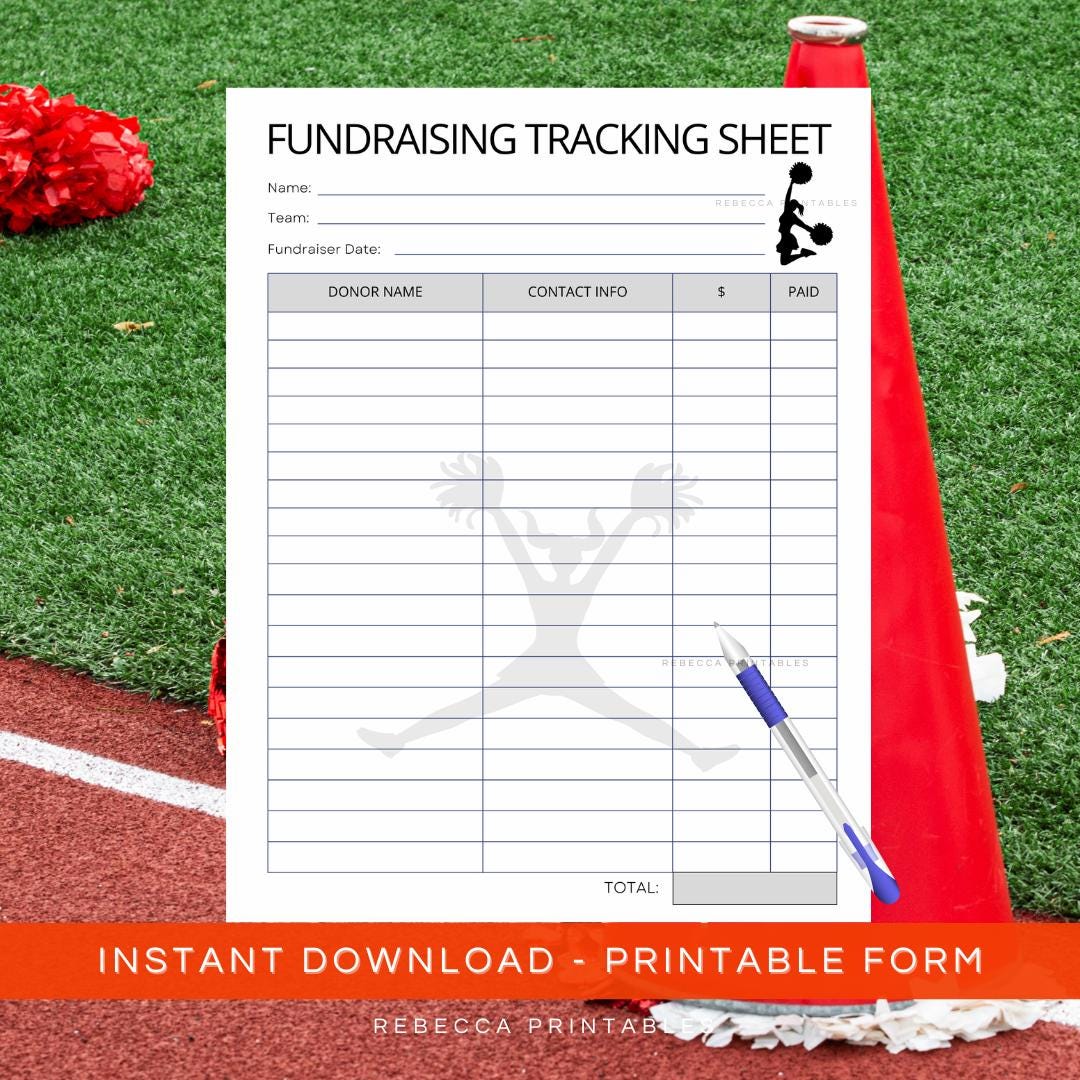 Cheerleader Fundraising Tracker Sheet Fundraiser Form for Cheer Team ...