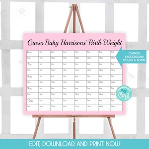 Guess the Baby's Weight Baby Bet Pool Game Baby Shower Game School Baby ...