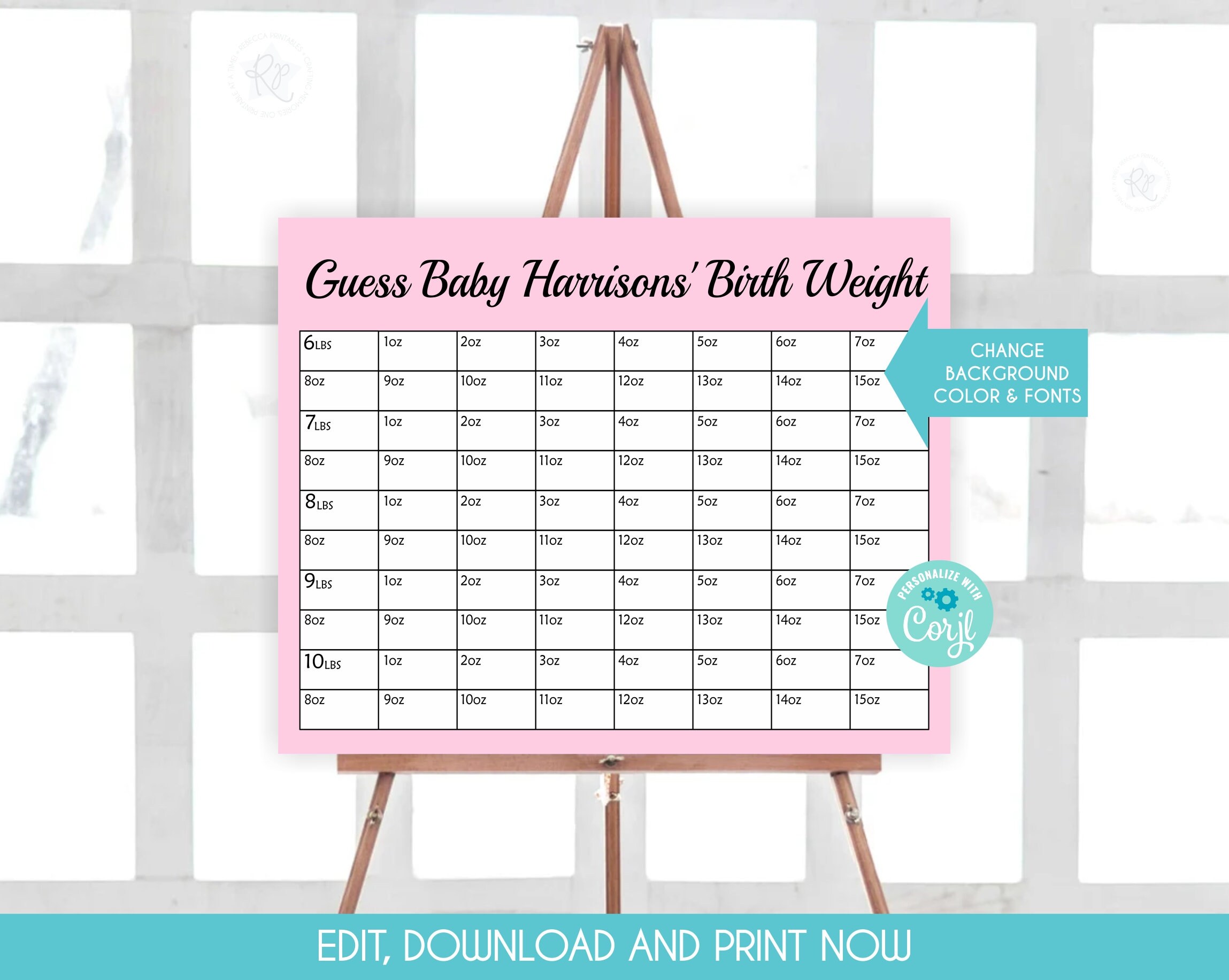 Guess the Baby's Weight Baby Bet Pool Game Baby Shower Game School Baby ...