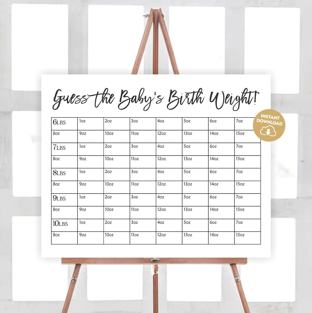 Guess the Baby Weight Printable Baby Shower Party Game Guessing Game ...