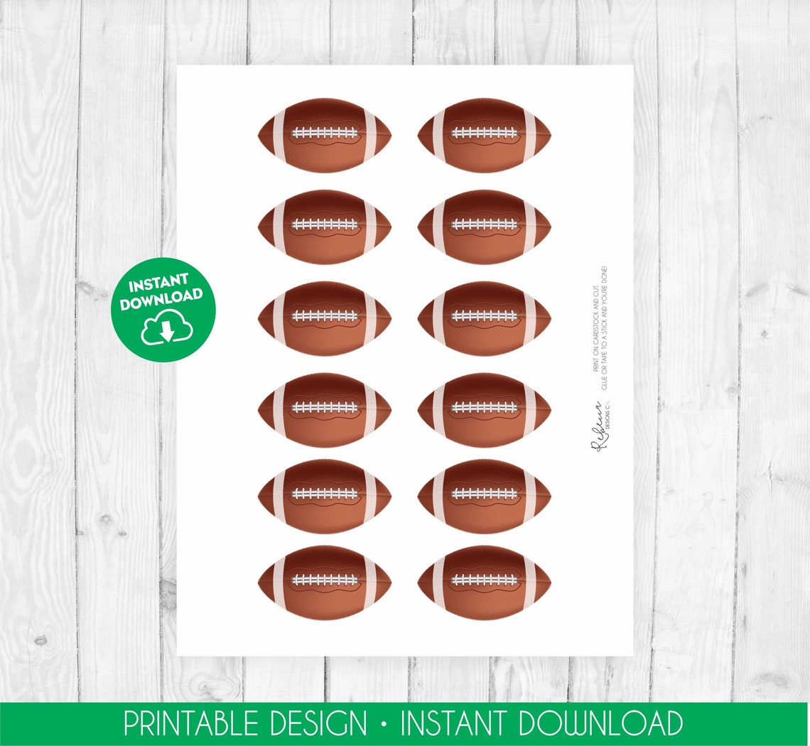 Rugby Cupcake Toppers Football Party Printable Football Cupcake Toppers ...