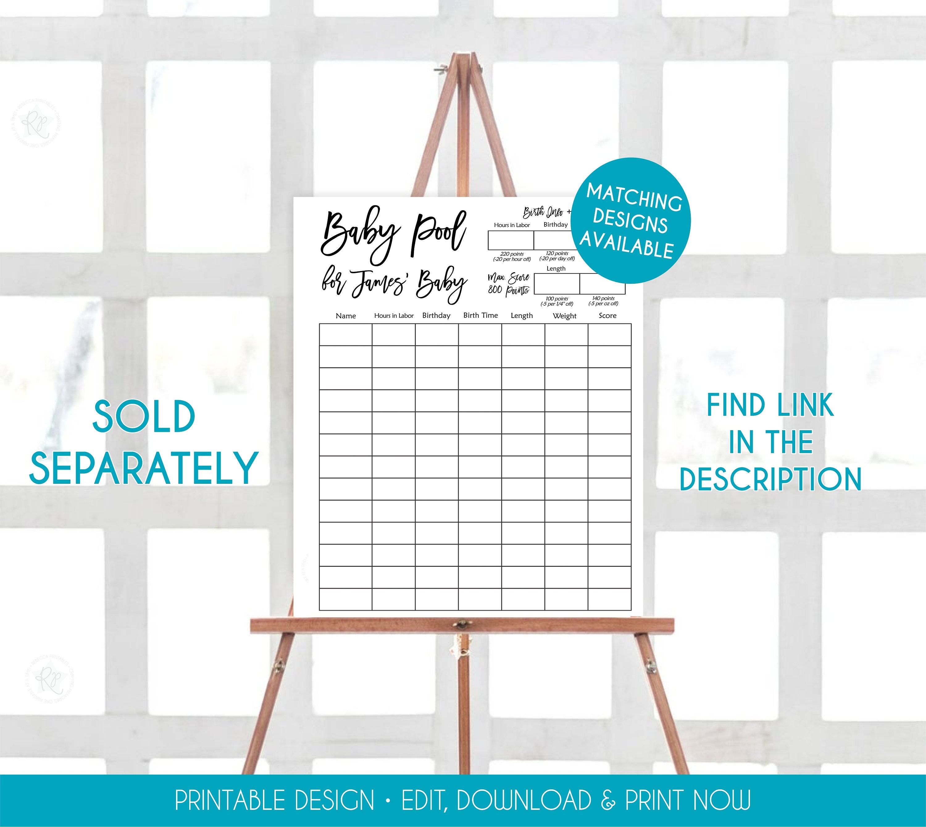 Guess the Baby Weight Printable Baby Shower Party Game Guessing Game ...