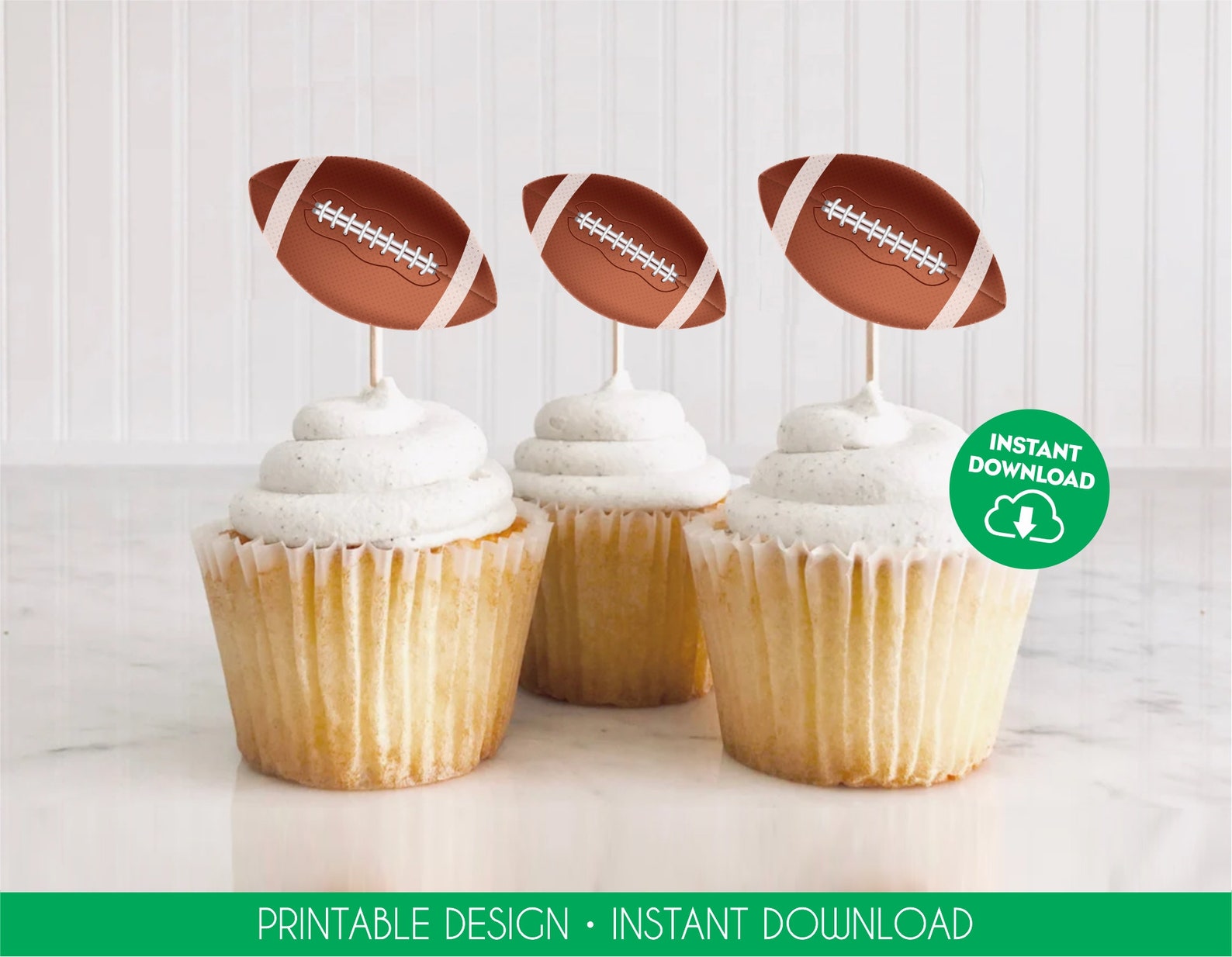Rugby Cupcake Toppers Football Party Printable Football Cupcake Toppers ...