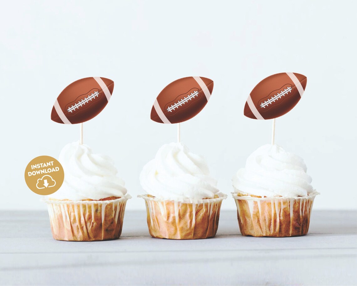 Rugby Cupcake Toppers Football Party Printable Football Cupcake Toppers ...