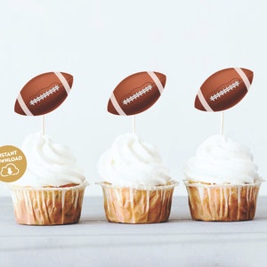 Rugby Cupcake Toppers Football Party Printable Football Cupcake Toppers ...