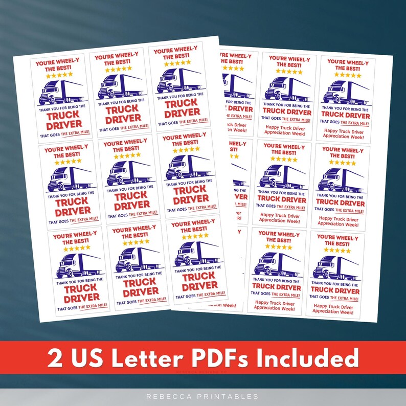 Truck Driver Appreciation Tags Printable Truck Driver Appreciation Week ...