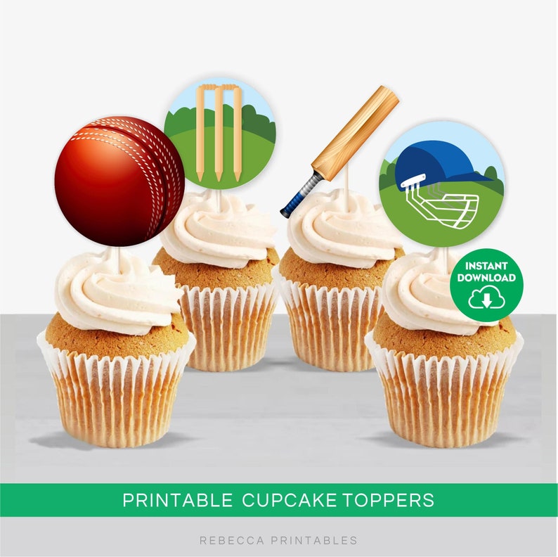 Cricket Cupcake Toppers Cricket Party Printable Cricket Tournament ...