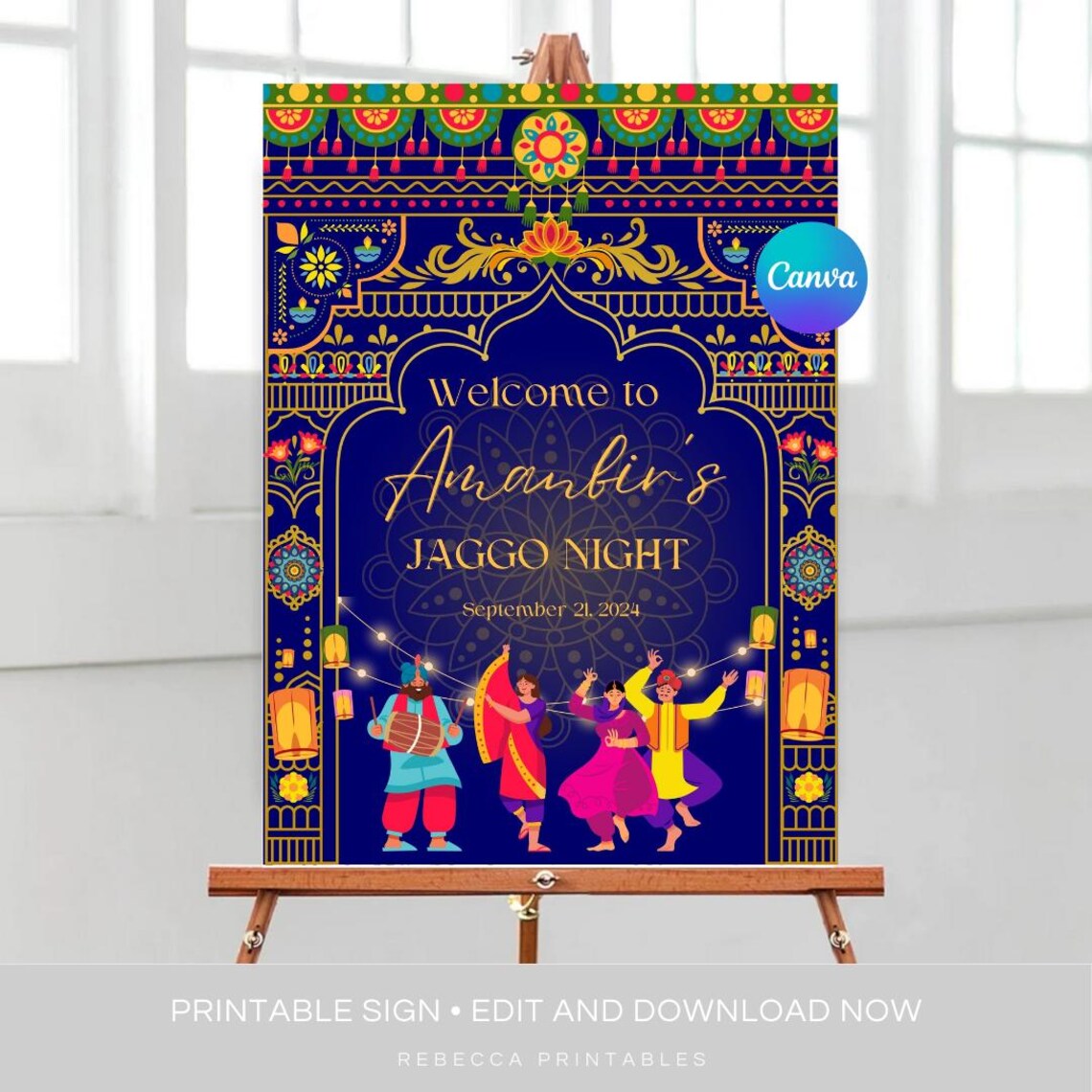 Jaggo Night Welcome Sign Printable Punjabi Wedding Welcome Sign Indian ...