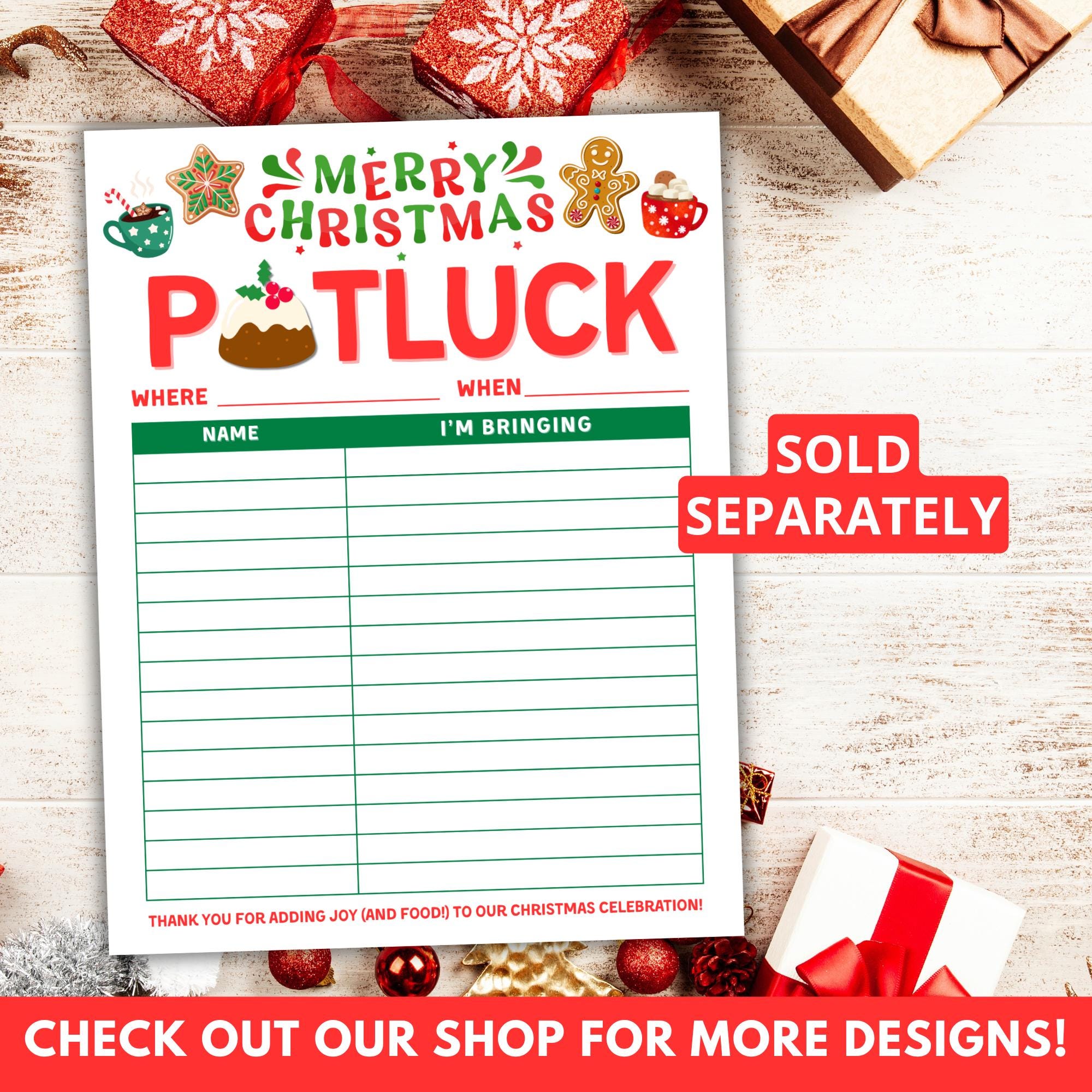 Friendsgiving Potluck Sign up Sheet Planner Office Thanksgiving Dinner ...
