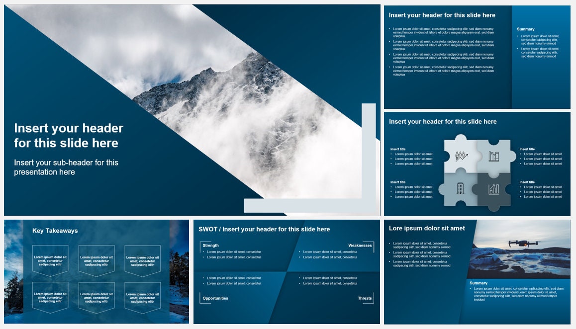 50 Powerpoint Slides Clean / Design / Editable / Business / Blue ...