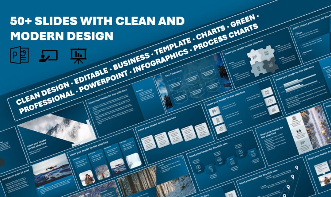 50+ Powerpoint Slides - Clean | Design | Editable | Business | Blue | Template | Marketing ...