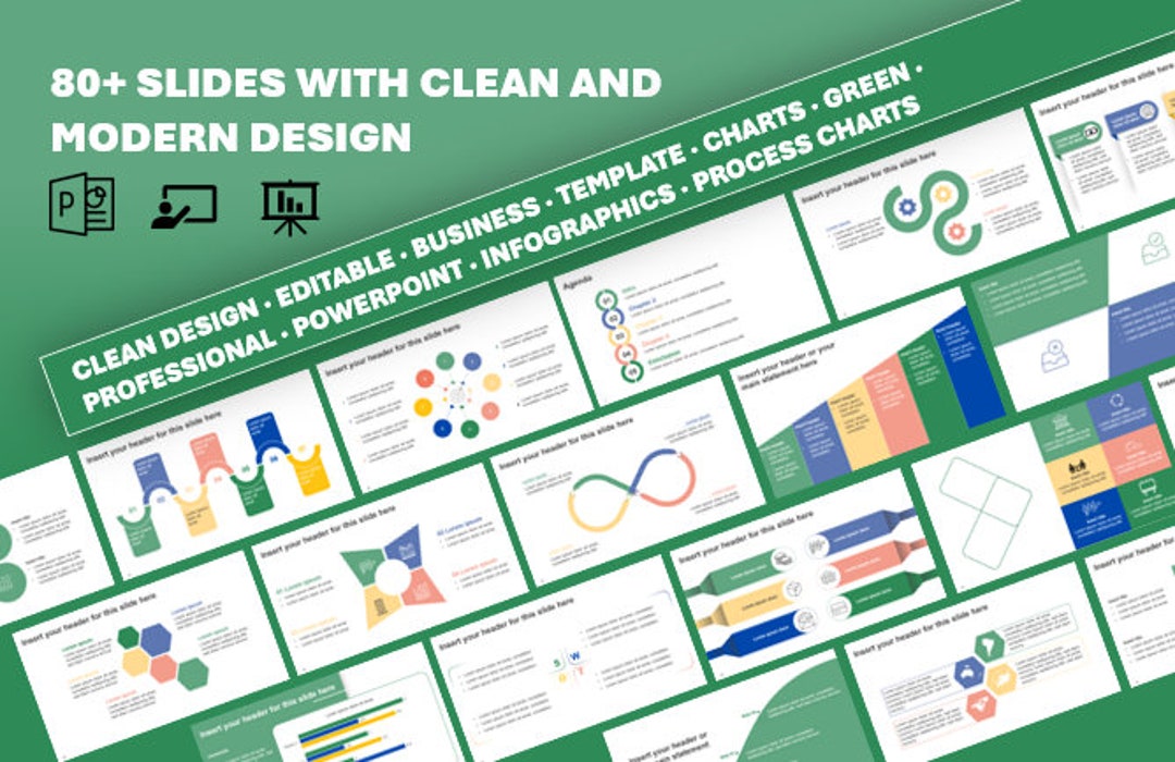 Minimal, Modern & Clean Powerpoint Template / 80+ Slides / Design ...