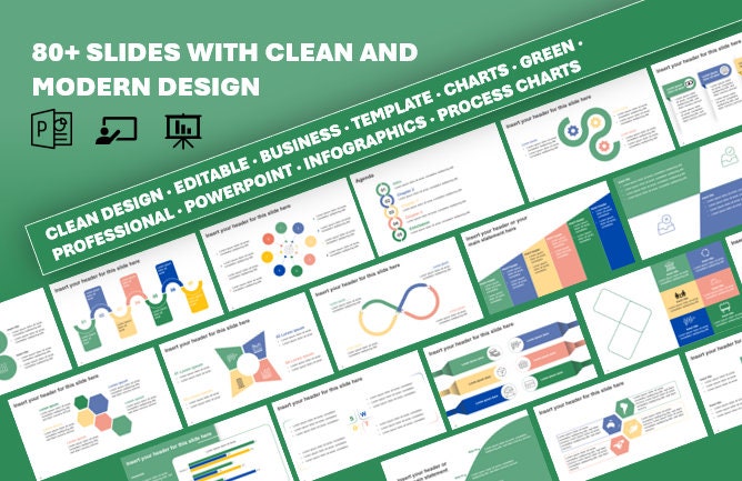 Minimal, Modern & Clean Powerpoint Template / 80+ Slides / Design ...