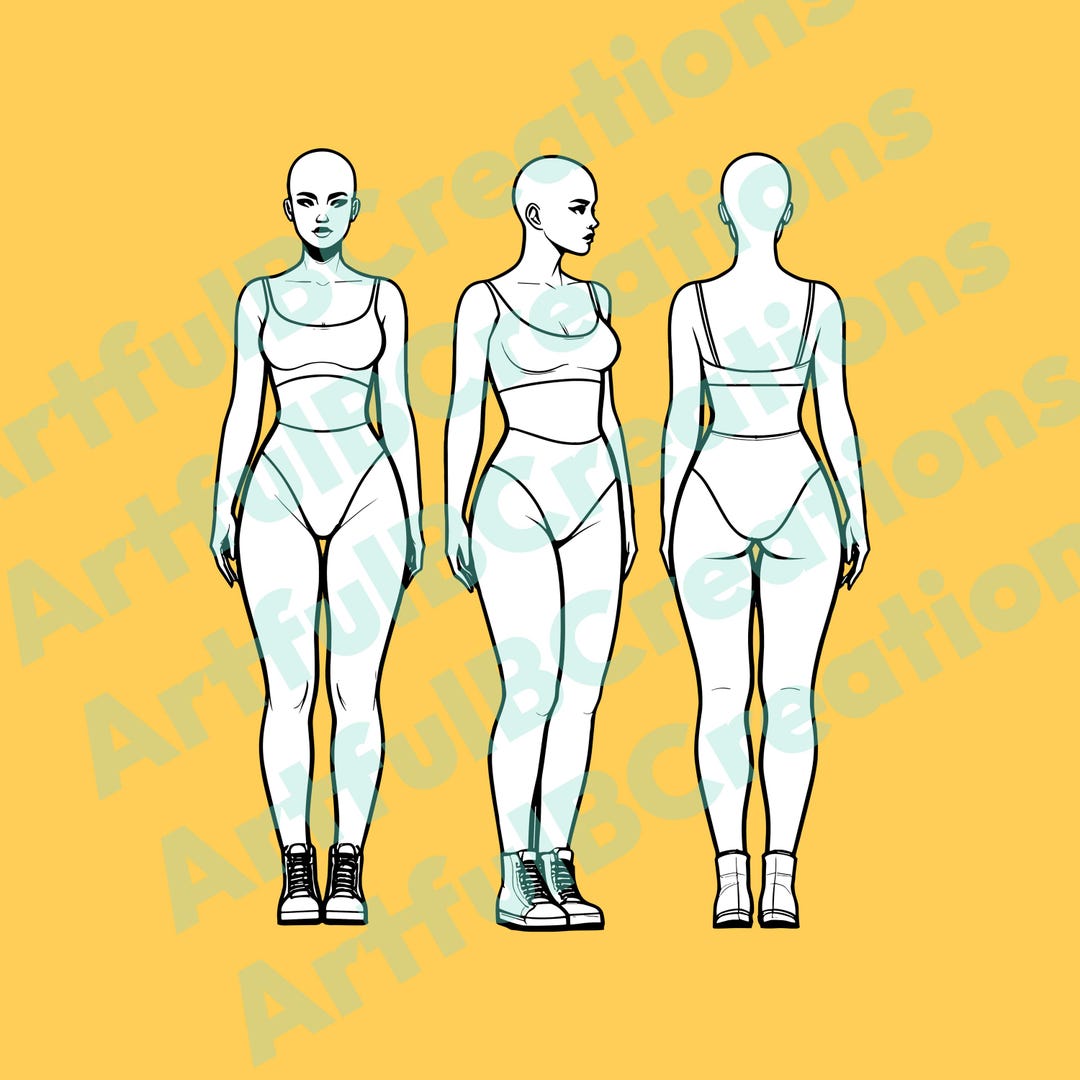 Real Body - Plus Size Fashion Designer Illustration Croquis-women's ...
