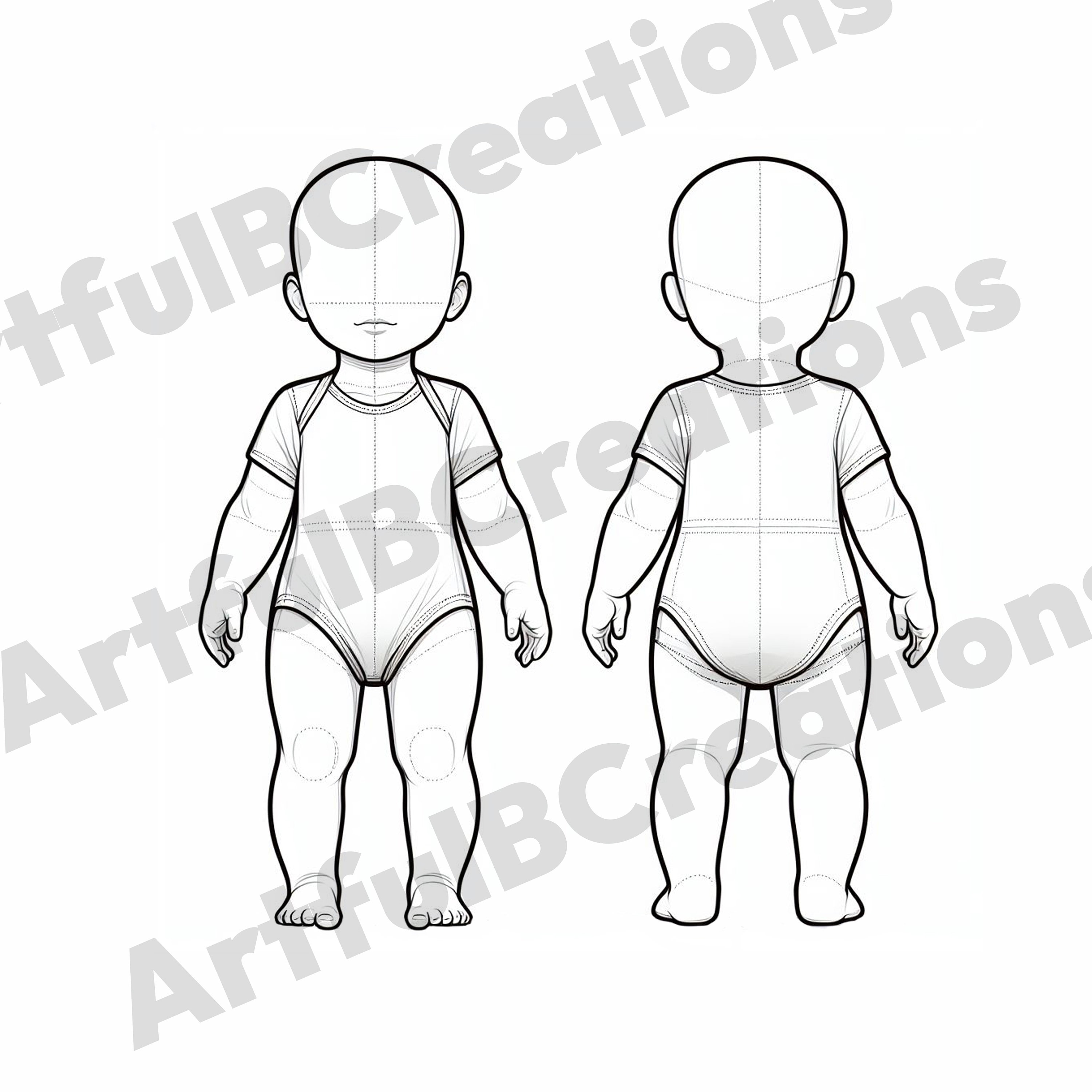 Baby in Onesie Illustration Croquis- Childrenswear Template-babywear ...