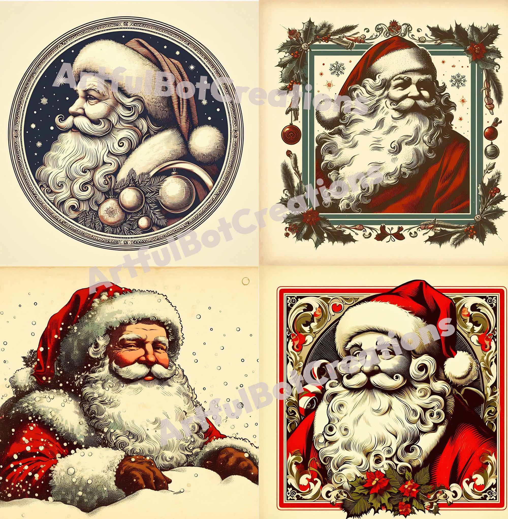 Vintage Santa Style Claus Images: Bundle of 20 Retro Holiday ...