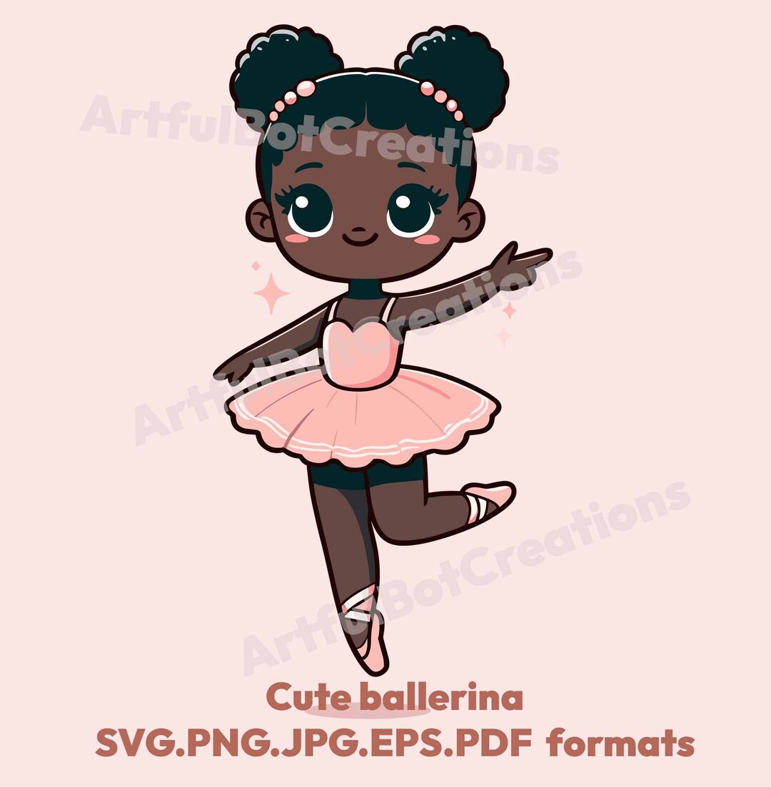 Cute African American Ballerina Clipart. SVG, PNG Transparent ...
