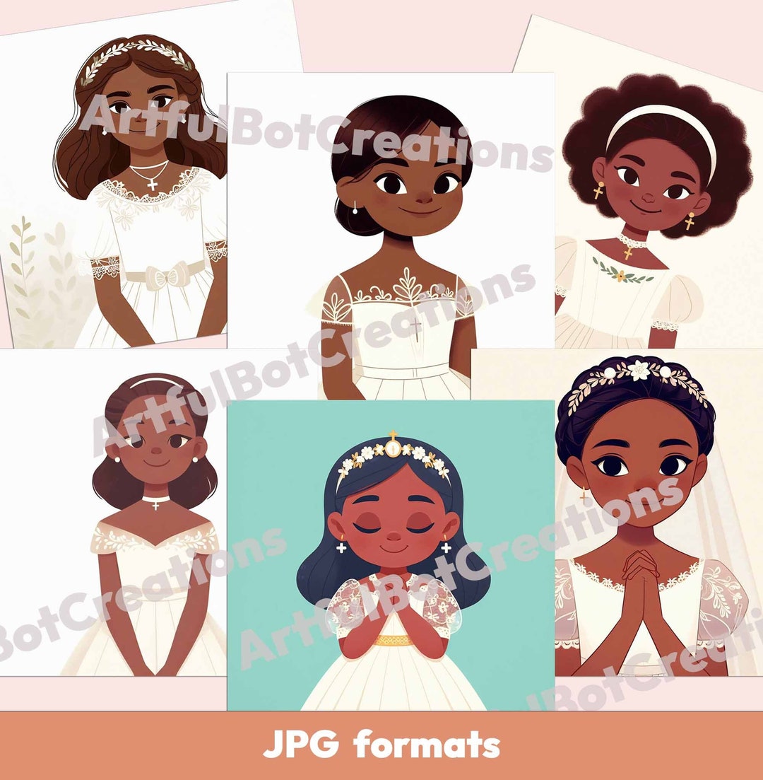First Holy Communion Image Set - Black Girl - 6 Darling JPG Clipart for ...