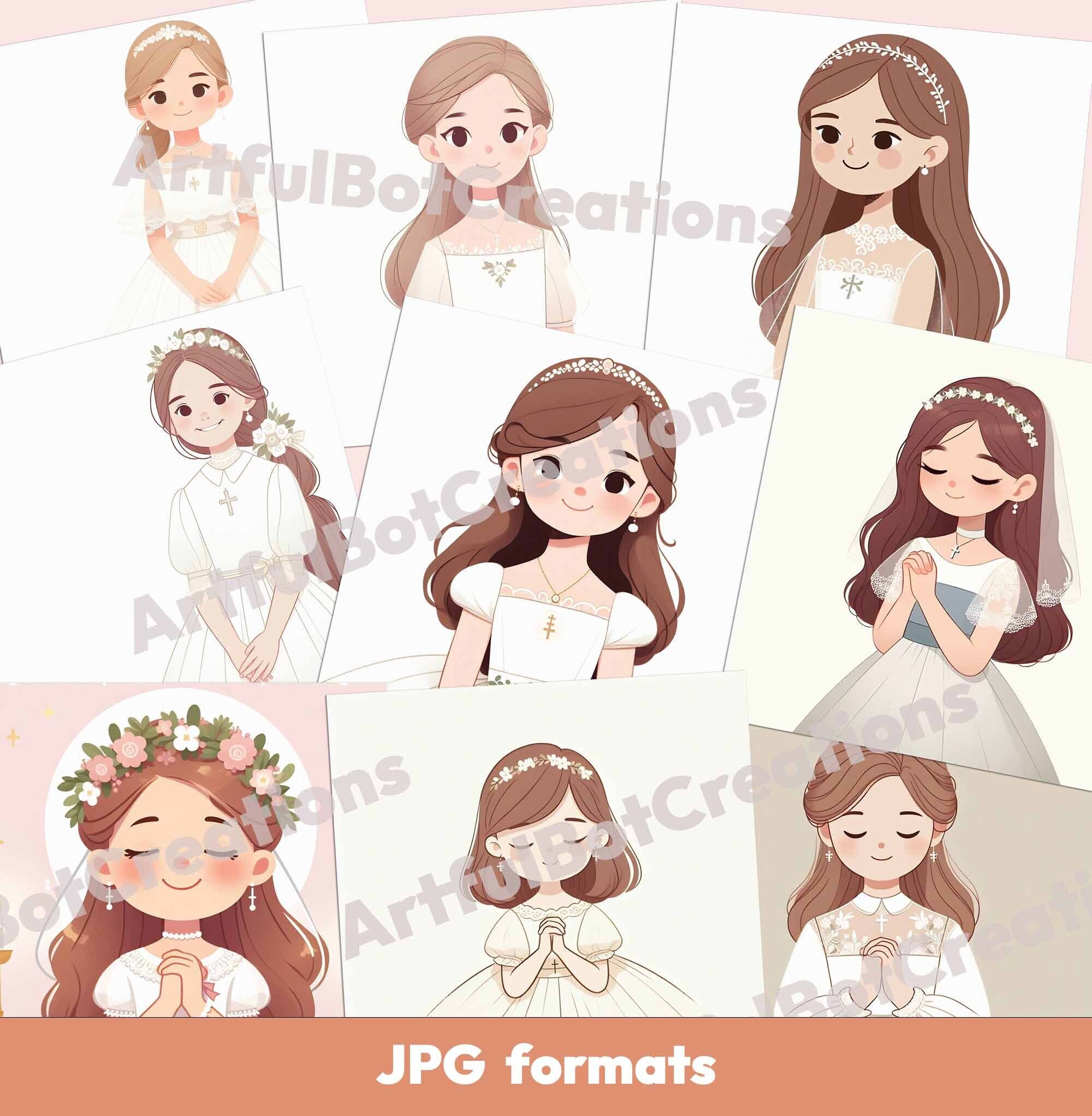 First Holy Communion Image Set - Girl - 9 JPG Clipart for Decor and ...