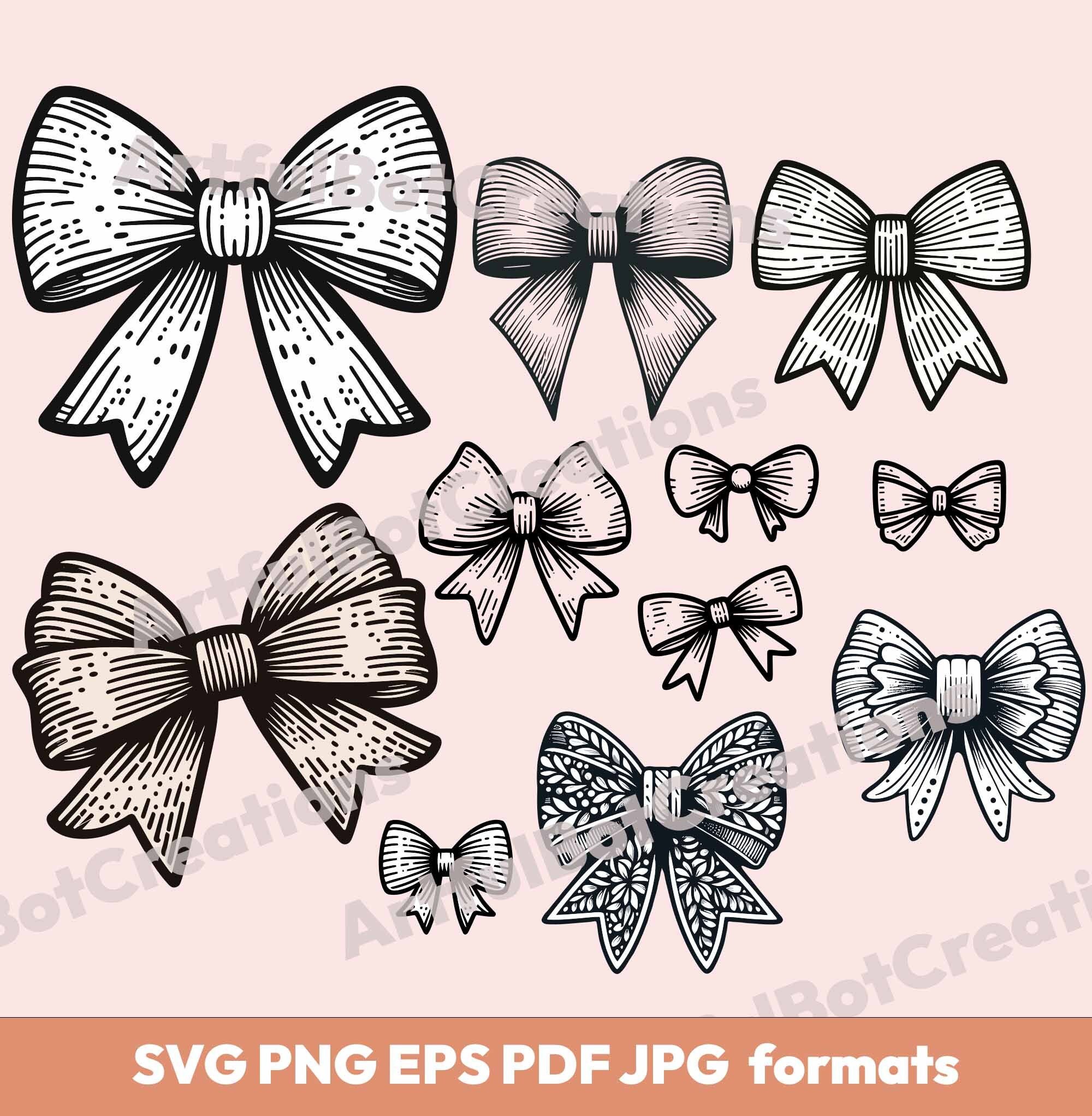 10 Bow Svg, Png, Jpg, Eps, Pdf Format Bundle Instant Download for DIY ...