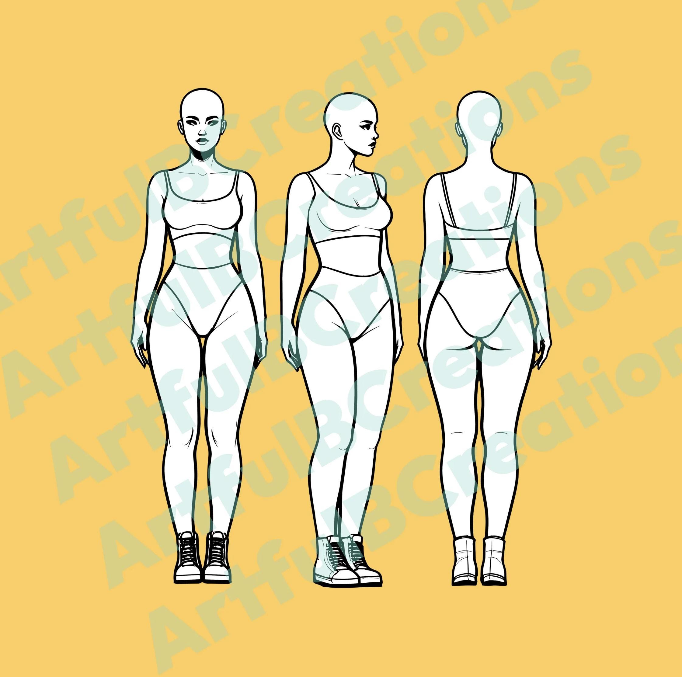 Real Body Bundle Illustration Croquis Women's Figure Curvy Shape Design ...