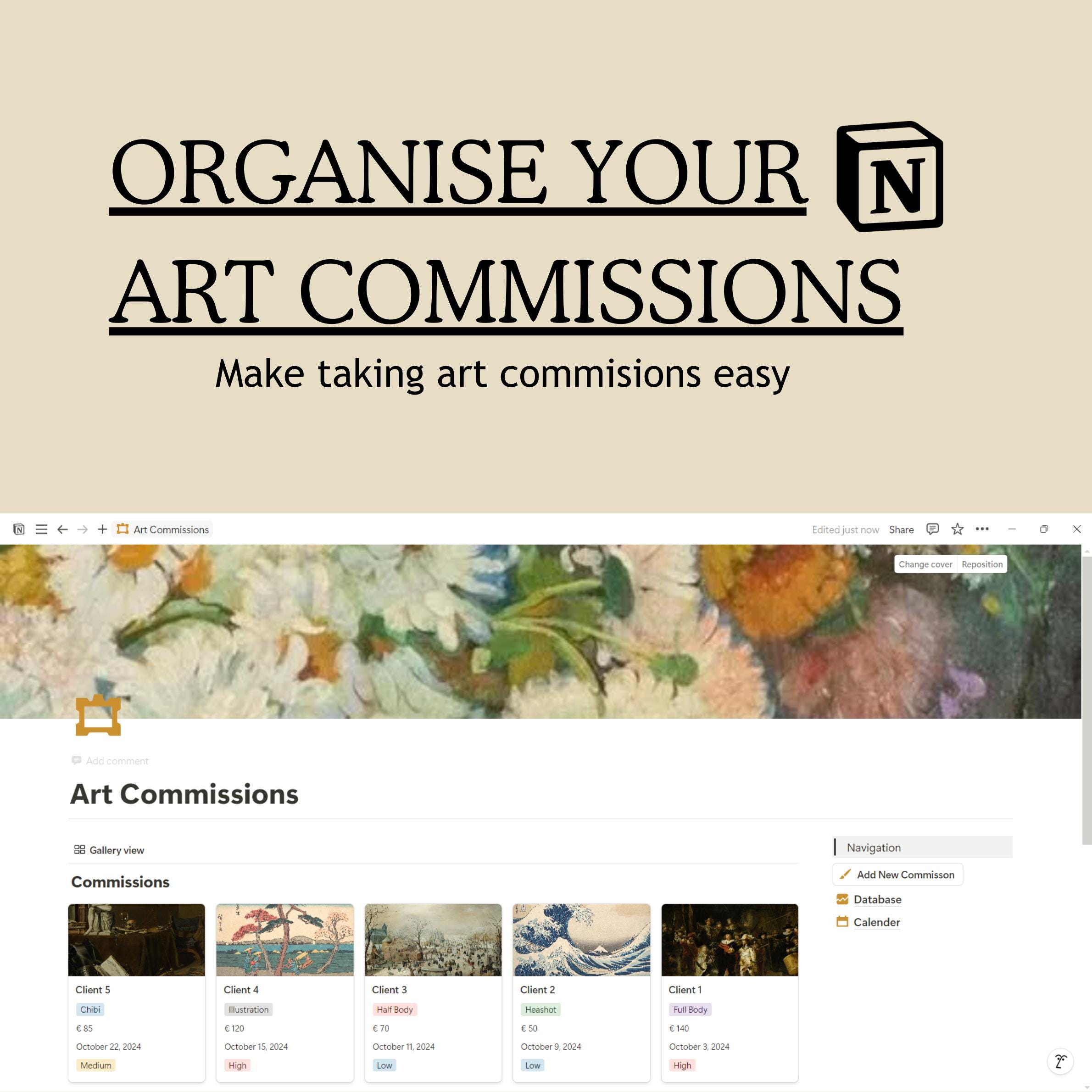 Art Commisions : Notion Template to Oraganise Your Art Commissions ...