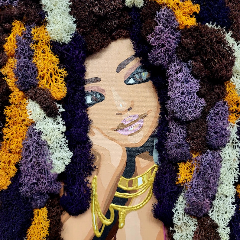 Moss Art "serene Beauty" | Woman Portrait With Moss Hair | Eco Friendly ...