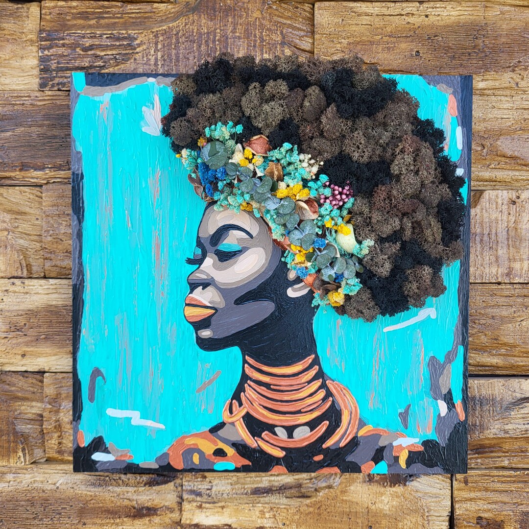 Moss Painting | Woman Colorful Moss Wall Art | Eco-friendly Handmade ...