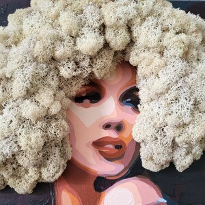 Moss Painting "windy Blonde" | Unique Woman Portrait in Eco-friendly ...