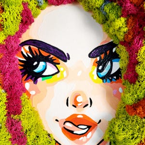 Moss Painting Pop Art Diva | Woman Portrait | Eco-friendly Moss Art ...