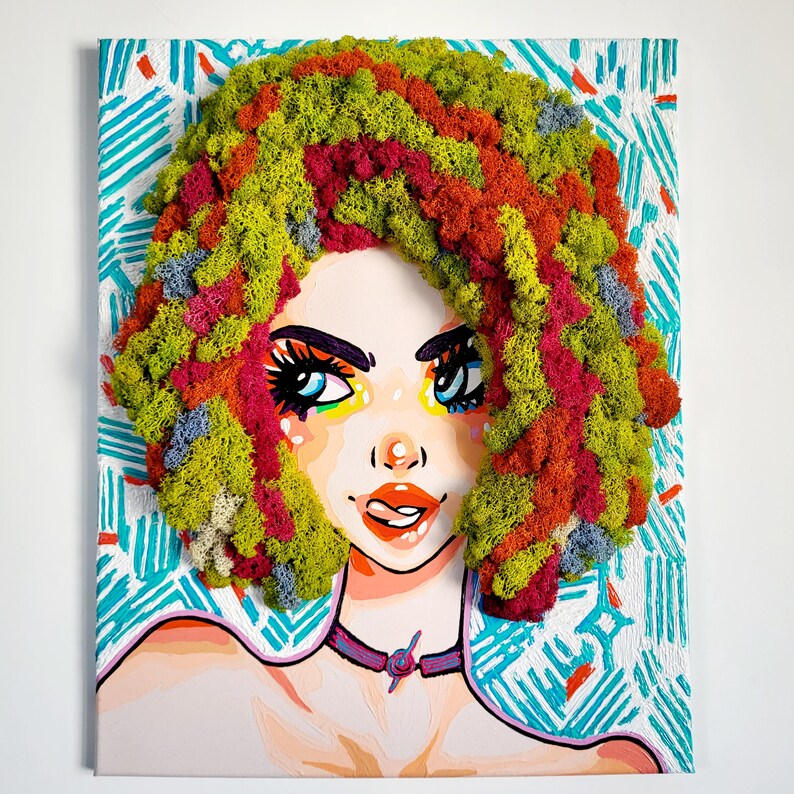Moss Painting Pop Art Diva | Woman Portrait | Eco-friendly Moss Art ...