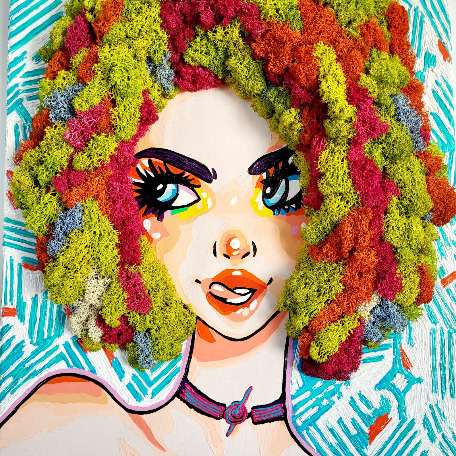 Moss Painting Pop Art Diva | Woman Portrait | Eco-friendly Moss Art ...